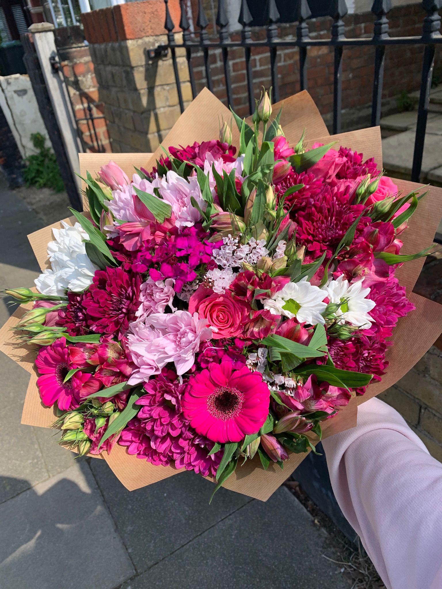 Dark Pink Bouquet – The Leigh on Sea Florist – Beautiful Flowers- Fast ...